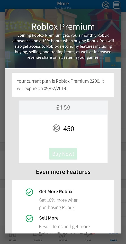 New premium page, only able to purchase 450 robux tier - Mobile Bugs ...