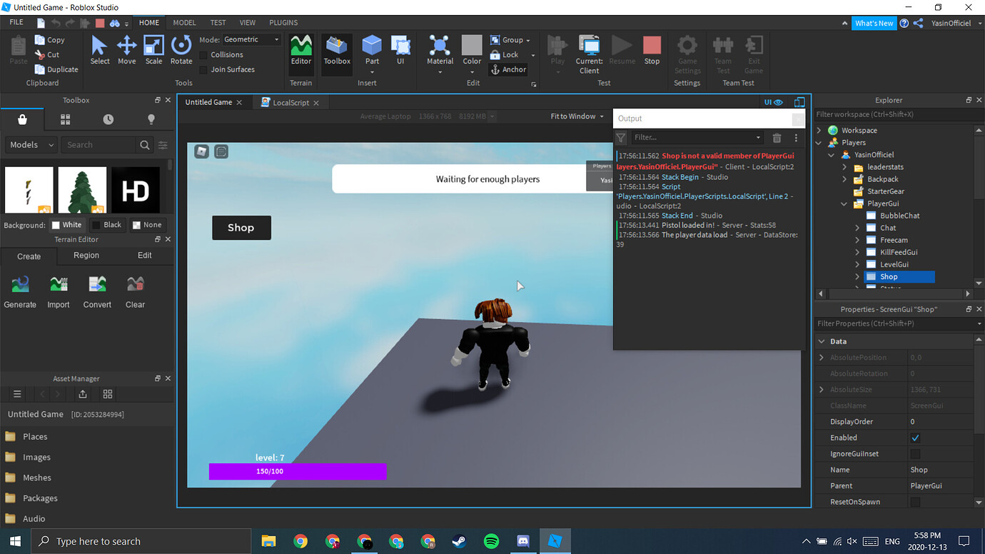 LocalScript cant find a ScreenGui from PlayerGui - Scripting Support ...