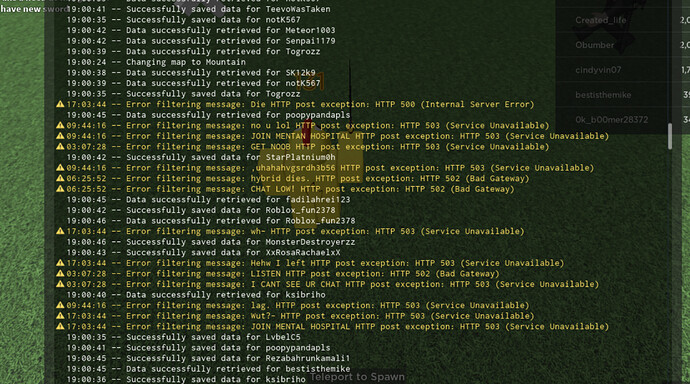 Filtering Message HTTP 503/502 Service Unavailable - Scripting Support - Developer Forum | Roblox