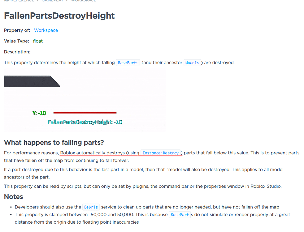 Fallen Parts Destroy Height Does Not Trigger Destroying Event ...