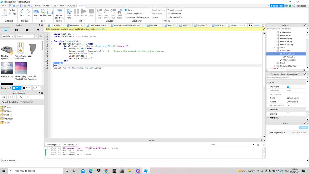 How to fix my damage script work - Scripting Support - Developer Forum ...