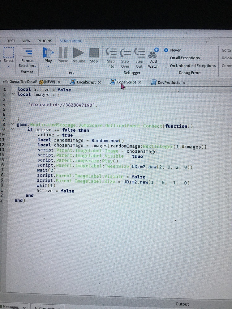 Jumpscare Gui not working, No errors, any help? - Scripting Support - Developer Forum | Roblox