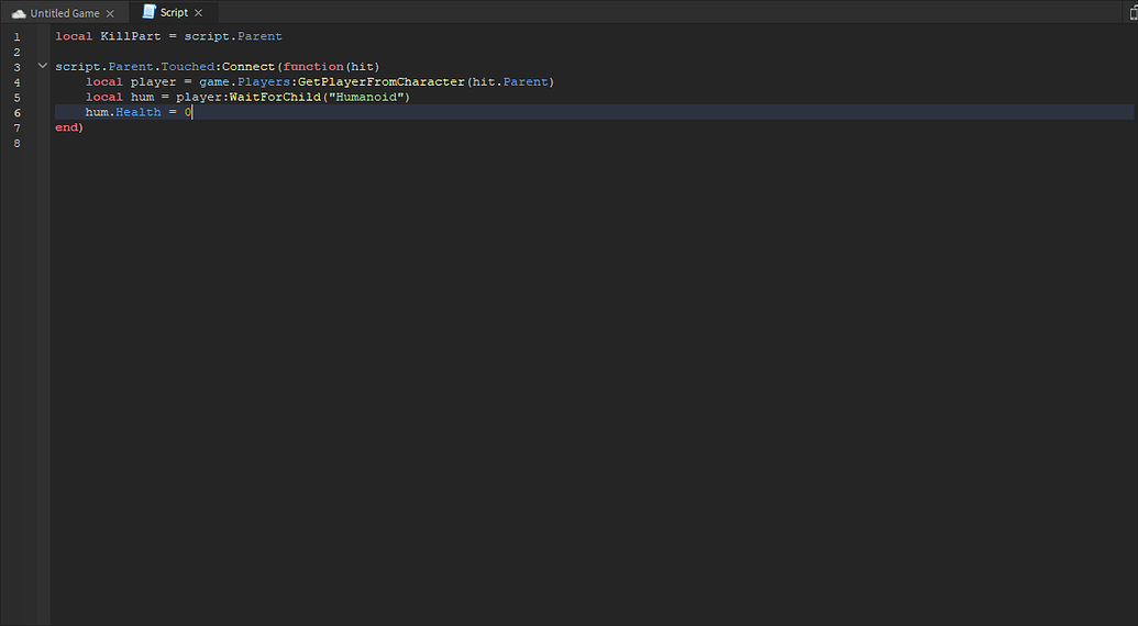 Kill Part script not working! - Scripting Support - Developer Forum ...