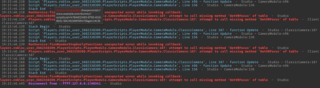 VR Mode spits out random errors - Scripting Support - Developer Forum | Roblox