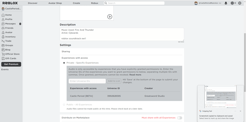 Audio wont play but i allowed access to it - Platform Usage Support - Developer Forum | Roblox