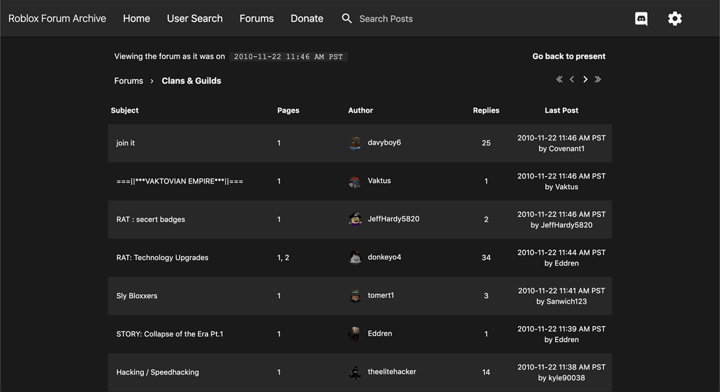 Roblox Forum Archive: Keyword Search, Time Machine, Developer API, and ...