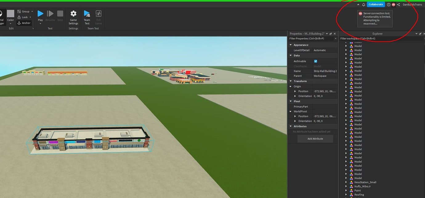 Studio loses connection with server when inserting certain objects from file/other world ...