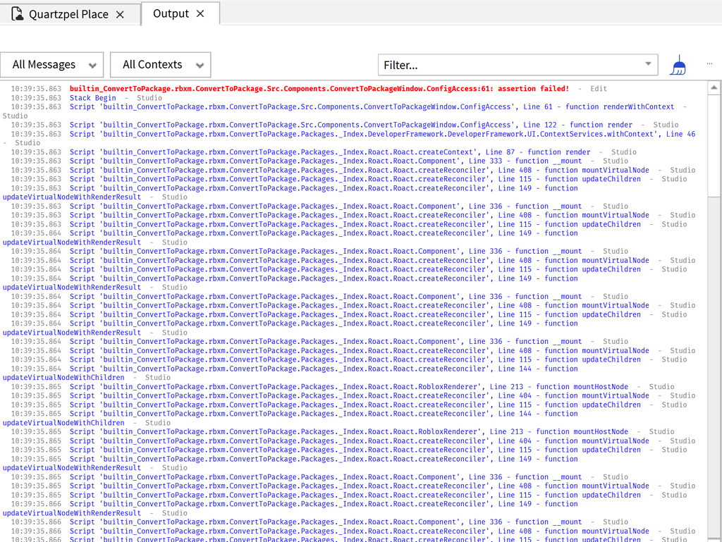 Unable to get package window up when doing 'Convert as package ...
