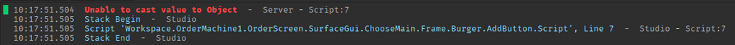 Error Unable To Cast Value To Object Scripting Support Developer Forum Roblox