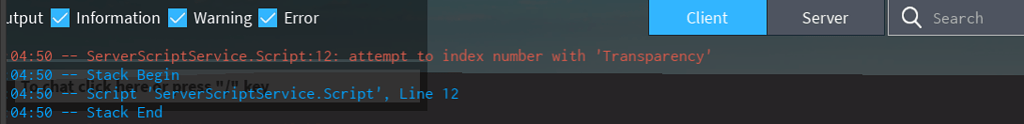 Attempted to index number with transparency - Scripting Support ...
