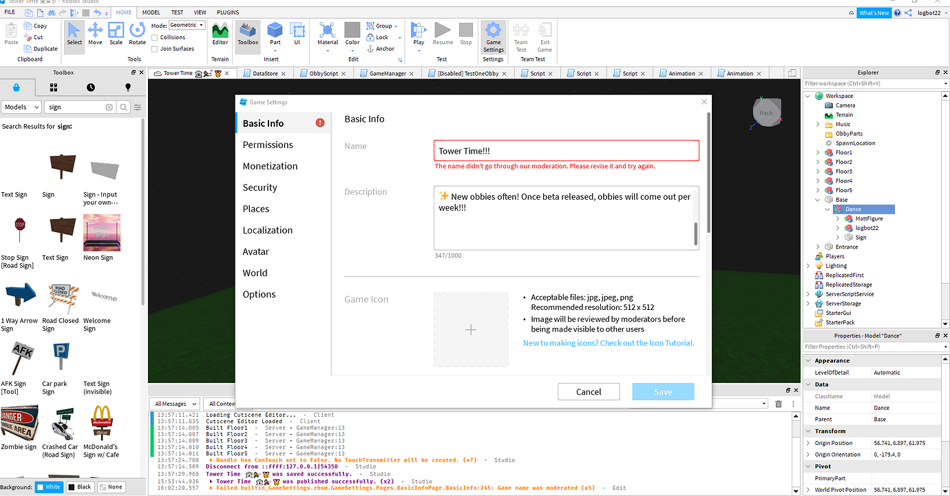 "The name didn't go through our moderation" issue - Game Design Support ...