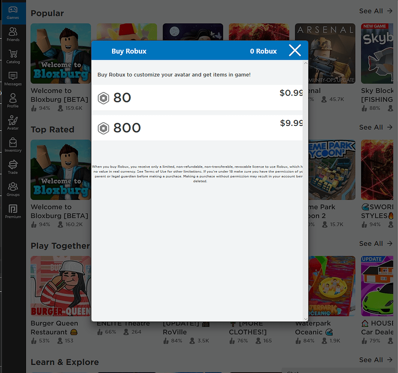 Allow all robux purchase types on every platform - Website Features ...