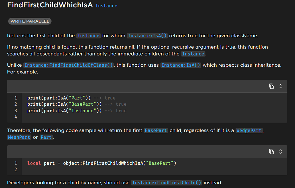 What does FindFirstChild do? - Scripting Support - Developer Forum | Roblox