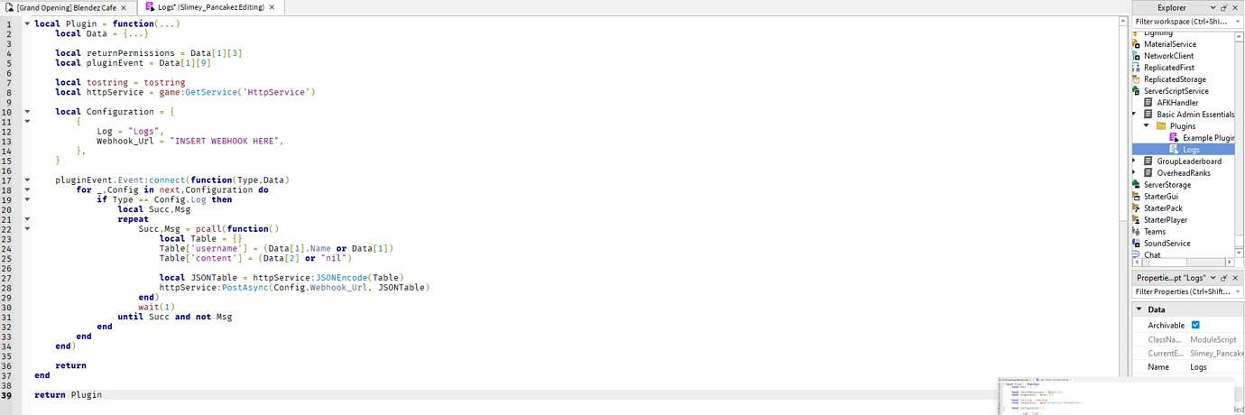 How do I webhook BAE logs to a discord channel? - Scripting Support - Developer Forum | Roblox