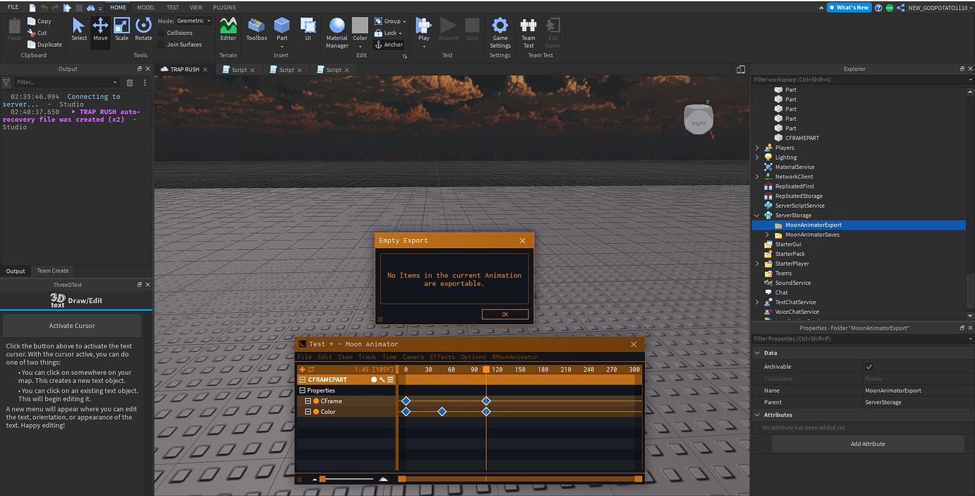 I cant export CFrame Animation In Moon Animator - Art Design Support - Developer Forum | Roblox