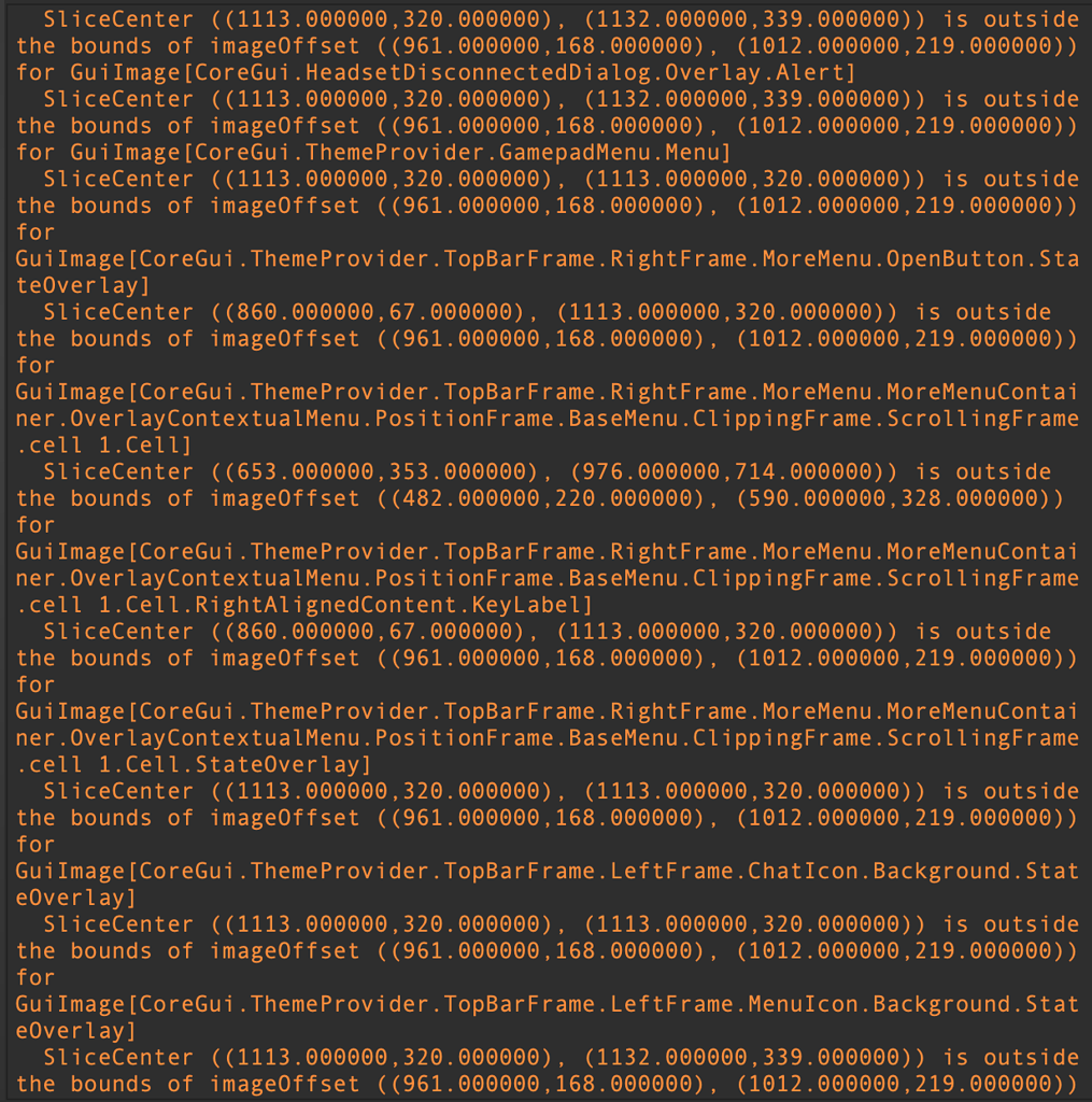 Output Spam from CoreGui Topbar UI - Engine Bugs - Developer Forum | Roblox