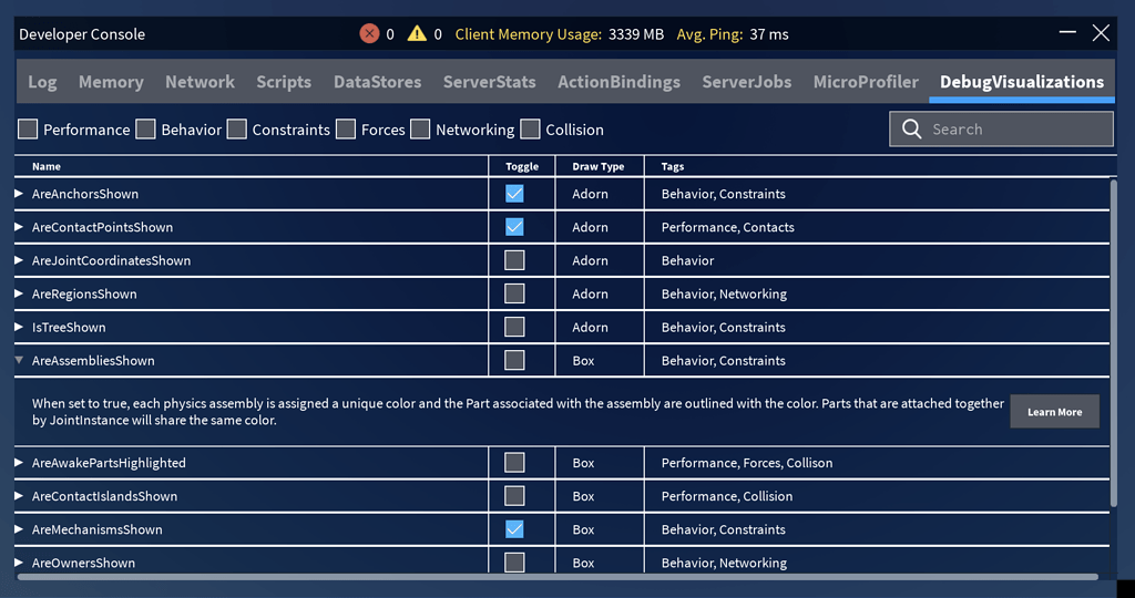 Debug Visualization Toggles in the Developer Console - Announcements ... Debug Visualization Toggles in the Developer Console - Announcements ...