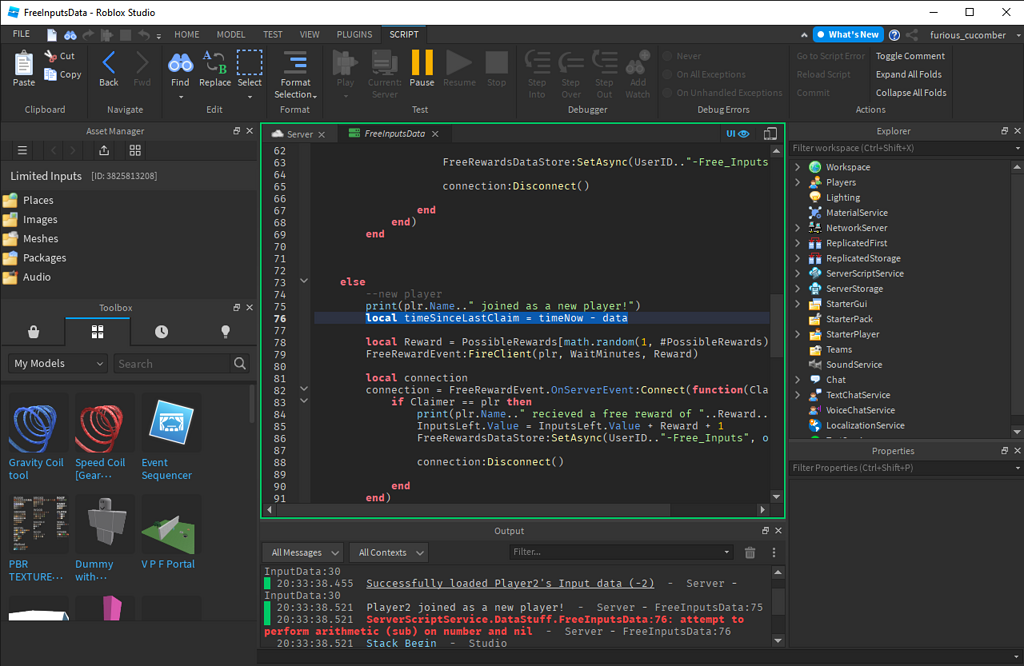 Attempt To Perform Arithmetic Sub On Number And Nil Scripting Support Developer Forum Roblox