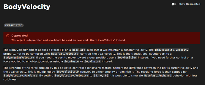 Does it matter if I use BodyVelocity even though its deprecated? - Scripting Support - Developer ...