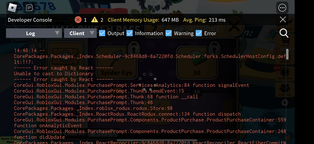 Purchase Prompt throws an error, preventing purchases - Engine Bugs - Developer Forum | Roblox