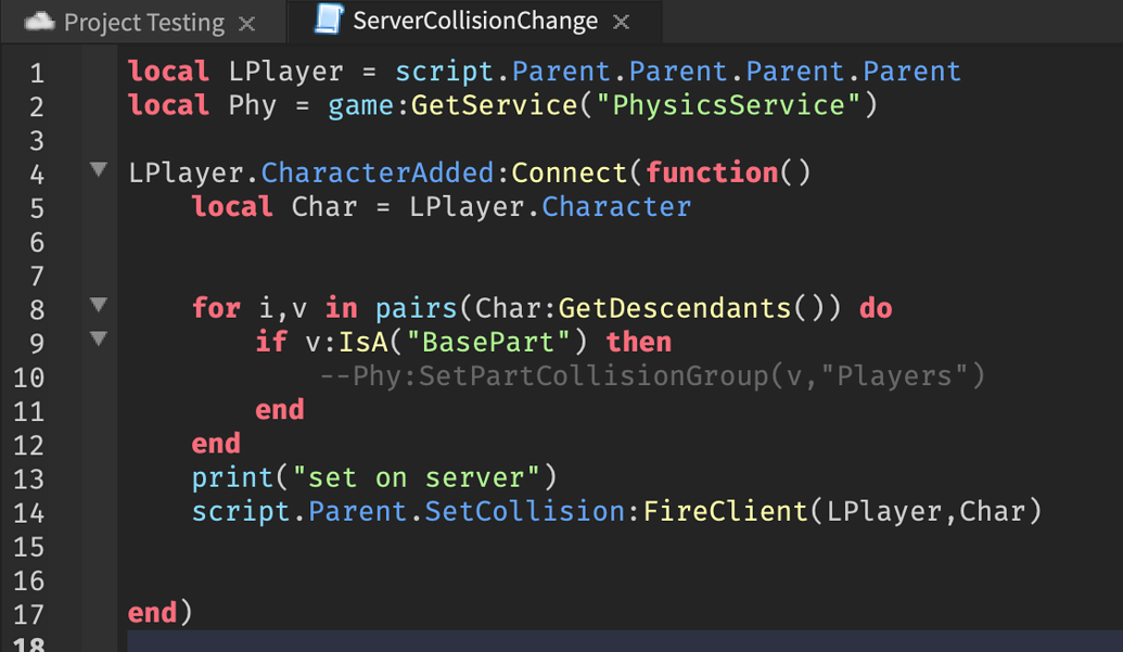 I cant change player collision on client side? - Scripting Support - Developer Forum | Roblox
