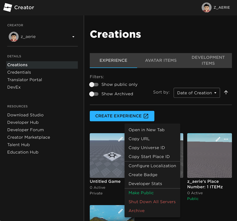 Experiences & Developer Products on Creator Dashboard - Announcements ...