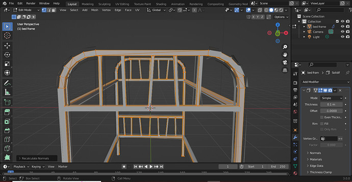 Blender Solidify modifier distorting bed frame a bit when increasing ...