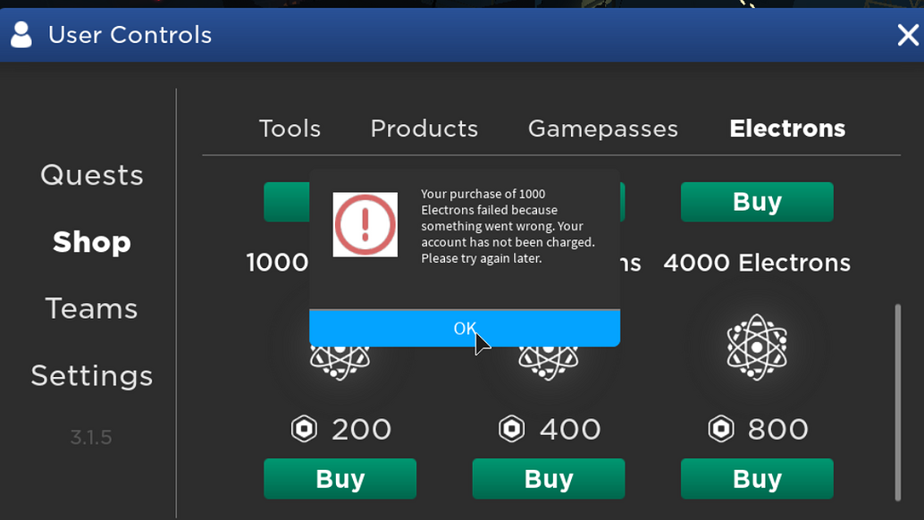 Purchase Failed with a negative requirement - Website Bugs - Developer ...