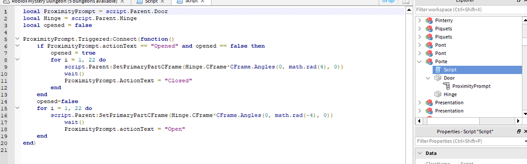 Script problem with ProximityPrompt Door - Scripting Support ...