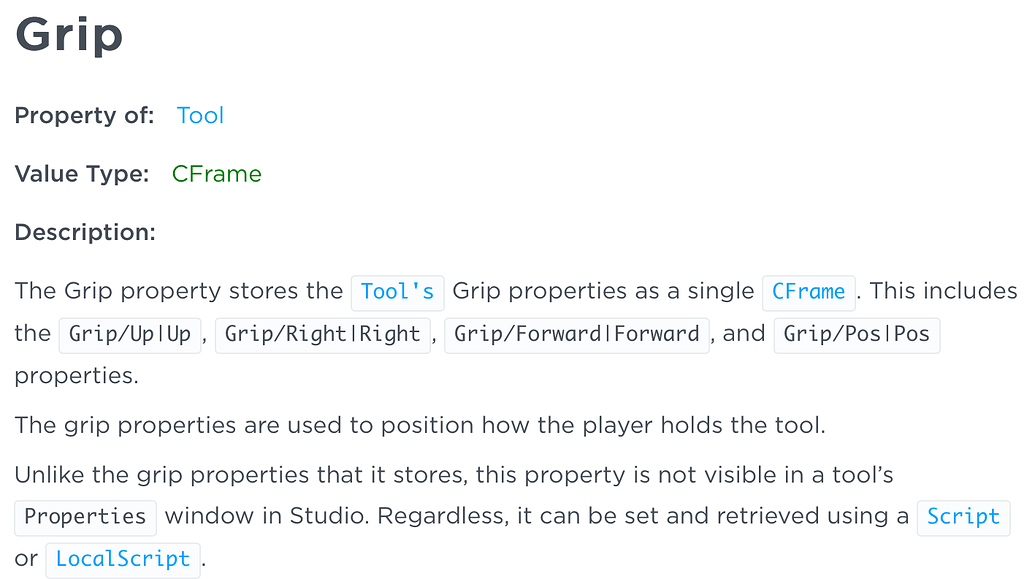 Tool.Grip CFrame order? - Scripting Support - Developer Forum | Roblox