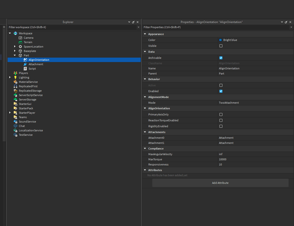 Attachment0/Attachment1 Gets Cleared When Changing Parent Of AlignOrientation To Nil - Engine ...