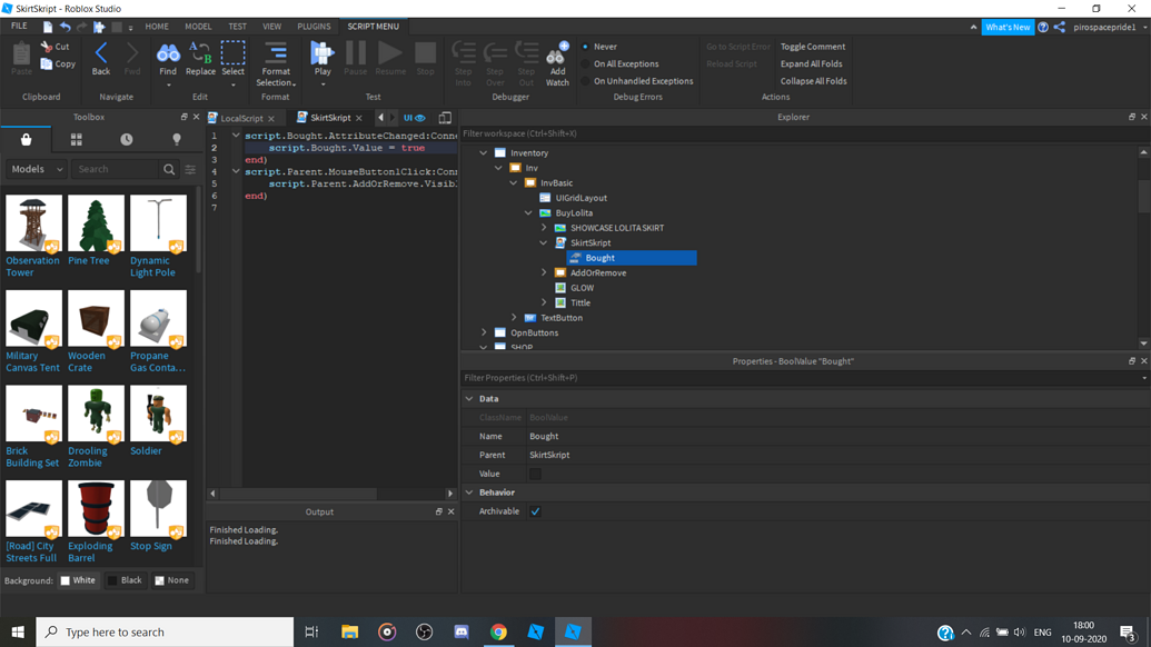 BoolValue not changing - Scripting Support - Developer Forum | Roblox