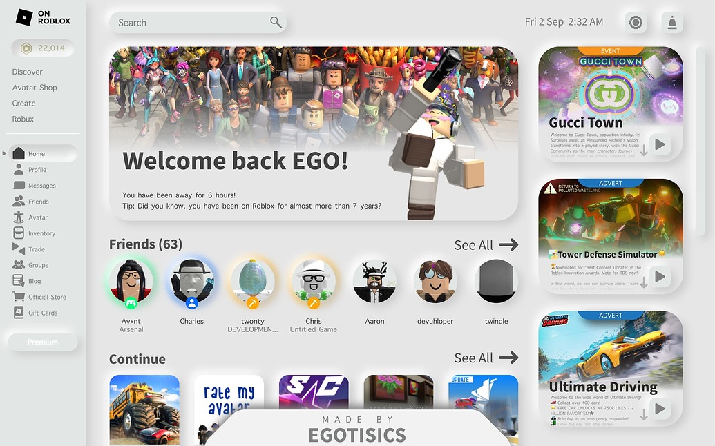 Neumorphism Roblox Homepage UI - Creations Feedback - Developer Forum ...