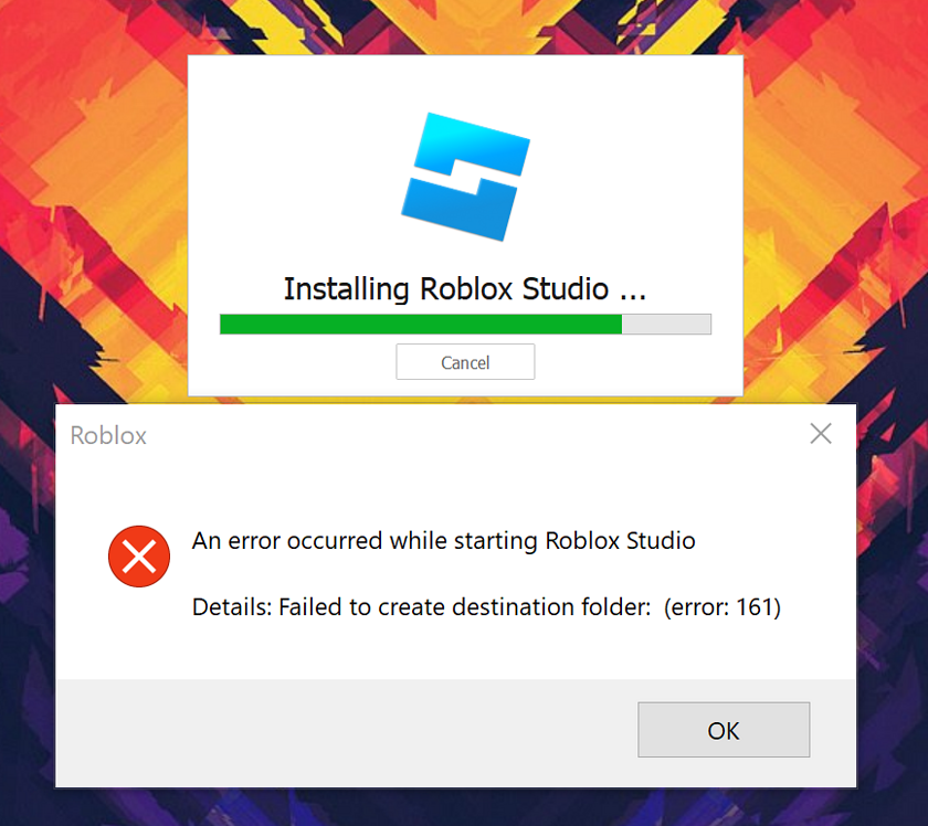 Error 161 when Installing - Studio Bugs - Developer Forum | Roblox