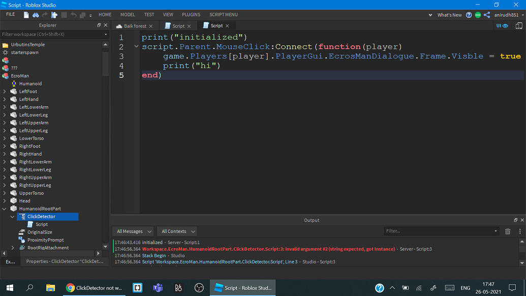ClickDetector not working - Scripting Support - Developer Forum | Roblox