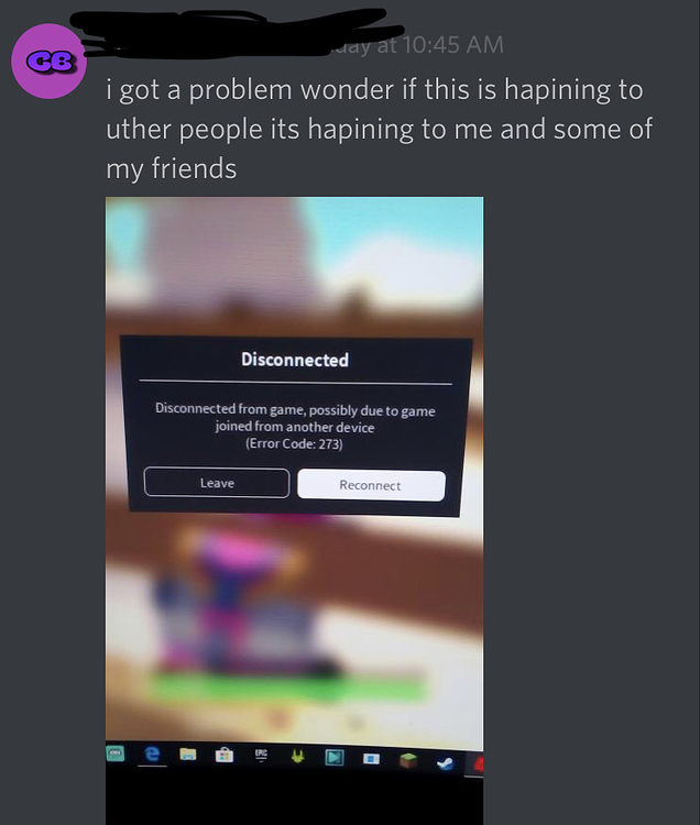 Users Being Disconnected From Game - "Error Code: 273" - Engine Bugs ...