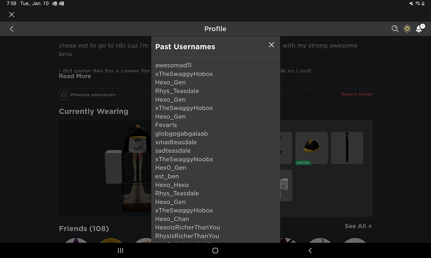 Seeing Past Usernames - Mobile Bugs - Developer Forum | Roblox