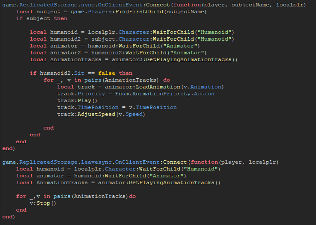Animation Sync Script Help - Scripting Support - DevForum | Roblox