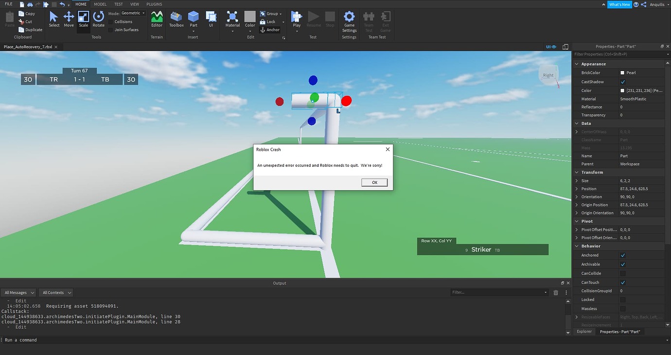 Game keeps crashing in studio and in-game - Scripting Support ...
