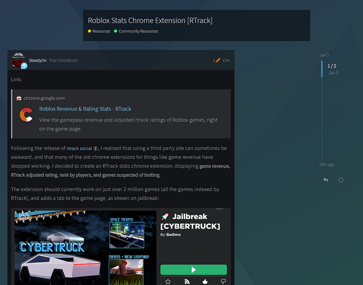 Roblox Stats Chrome Extension [RTrack] - Community Resources ...