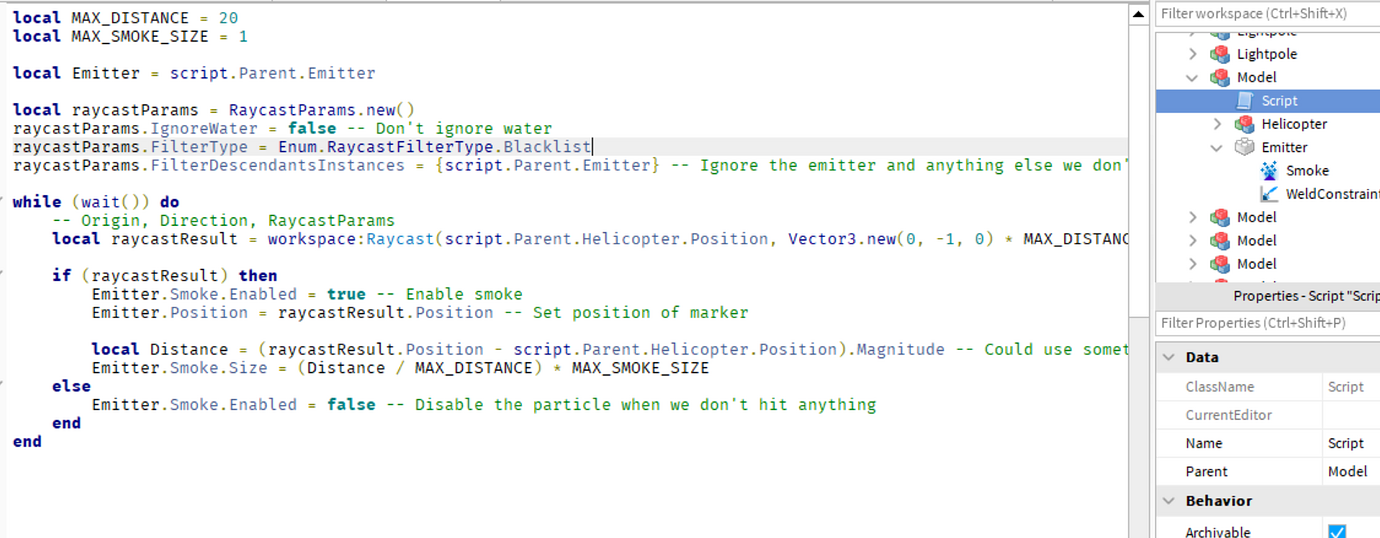 How would I Use Raycasting for Particle Position? - Scripting Support - Developer Forum | Roblox