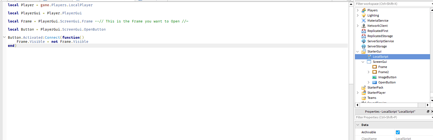 When pressing a button it should open another gui (not working) - Scripting Support - Developer ...