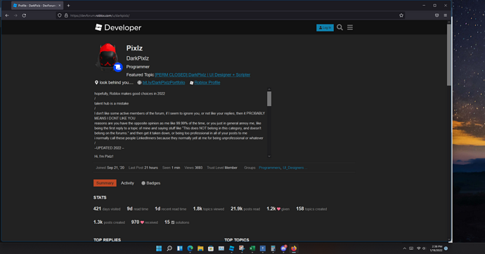 Show bio on your own profile - Forum Features - Developer Forum | Roblox