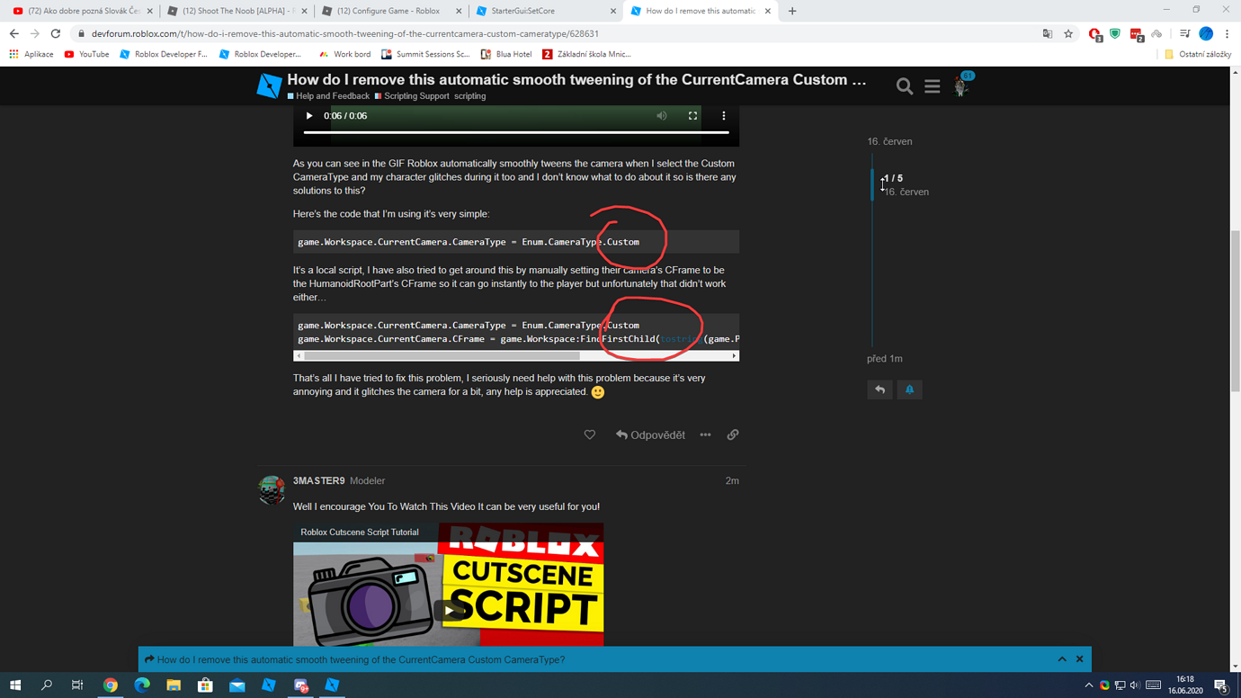 How do I remove this automatic smooth tweening of the CurrentCamera Custom CameraType ...
