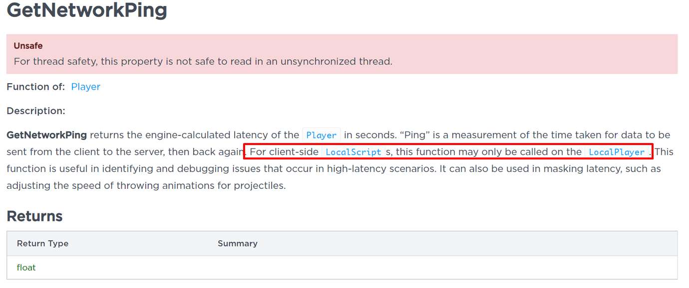 Why does GetNetworkPing return 0 - Scripting Support - Developer Forum | Roblox