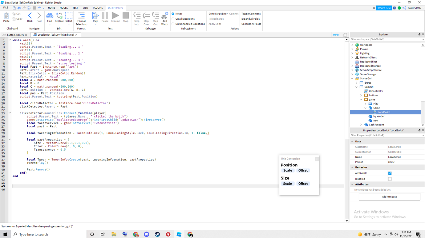 Tween Service Help. (no errors) - Scripting Support - Developer Forum ...