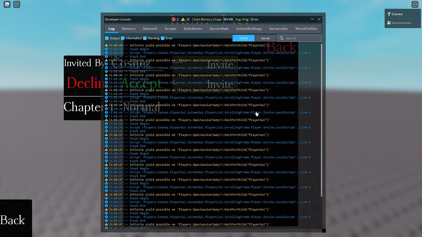 Help with invite Player cloning onto their screen - Scripting Support - Developer Forum | Roblox