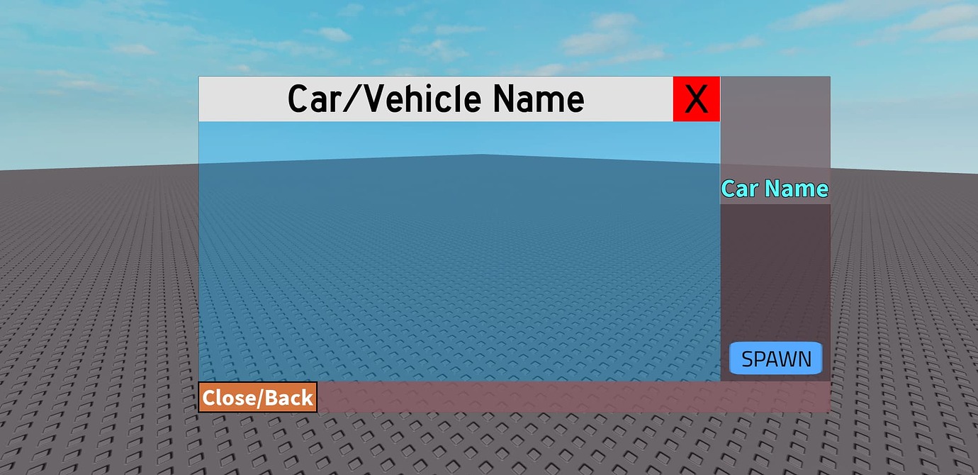 Car Spawner UI Design - Art Design Support - Developer Forum | Roblox
