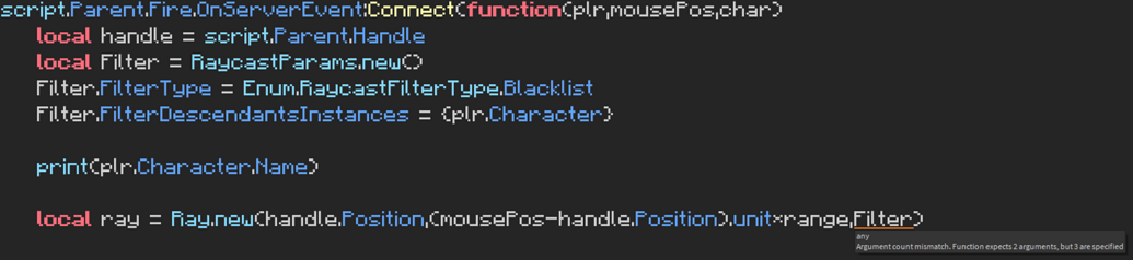 Raycast Params not working and giving strange warning - Scripting ...