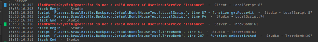 FindPartOnRayWithIgnoreList With Mouse Filter Error - Scripting Support - Developer Forum | Roblox